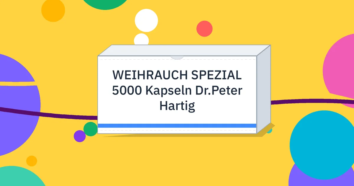 Symbolbild: Packung mit der Aufschrift WEIHRAUCH SPEZIAL 5000 Kapseln Dr.Peter Hartig (PZN 20739150) – Verfügbarkeit und Bezug in Apotheken in Frankfurt am Main