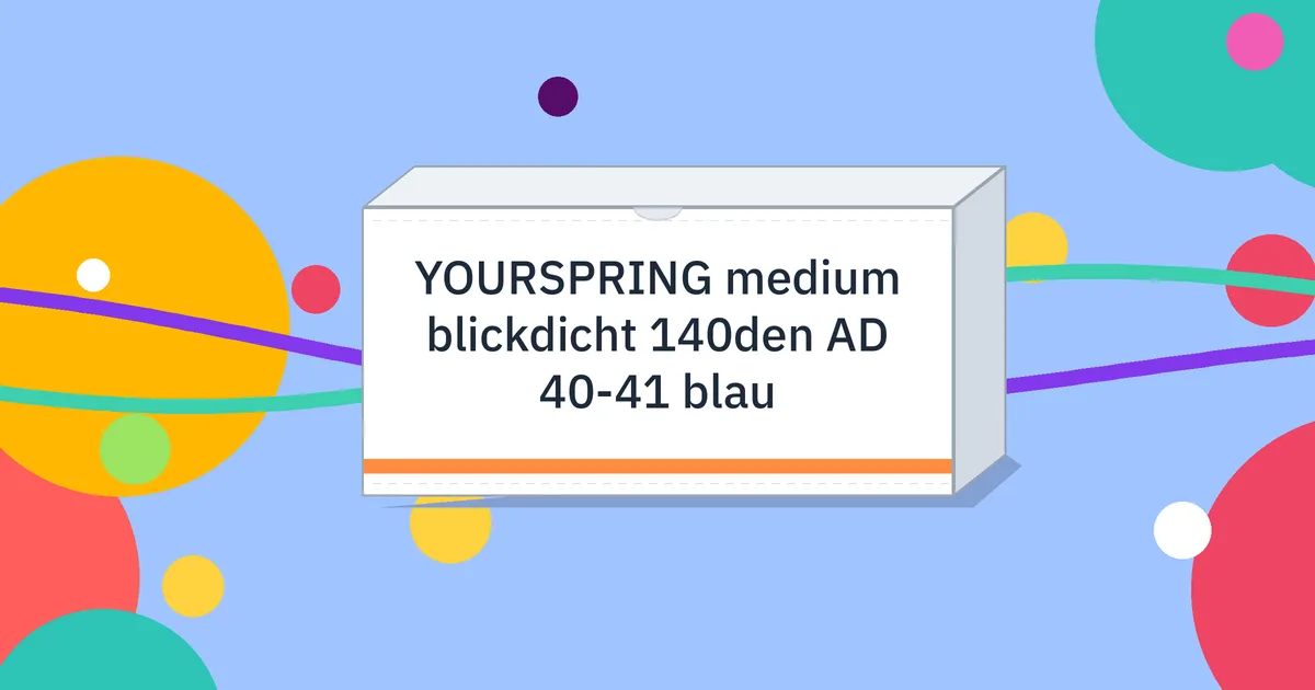 Symbolbild: Packung mit der Aufschrift YOURSPRING medium blickdicht 140den AD 40-41 blau (PZN 18057727) – Verfügbarkeit und Bezug in Apotheken in Frankfurt am Main