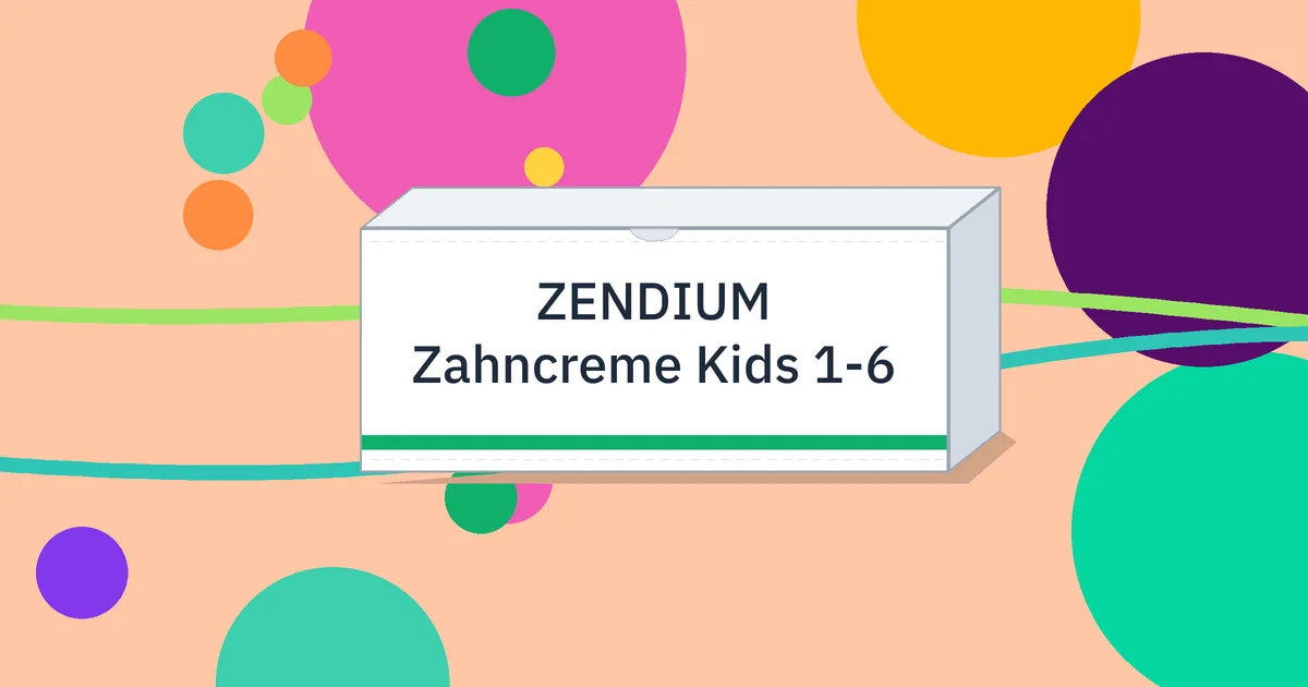 Symbolbild: Packung mit der Aufschrift ZENDIUM Zahncreme Kids 1-6 (PZN 11538300) – Verfügbarkeit und Bezug in Apotheken in Frankfurt am Main