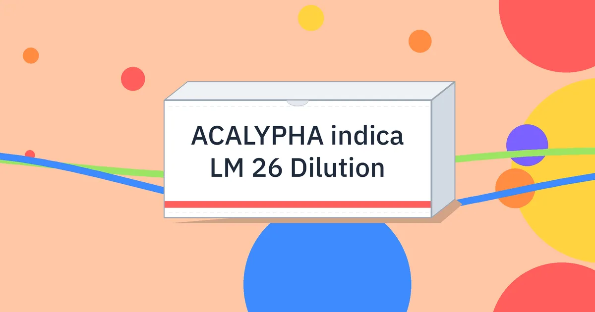 Symbolbild: Packung mit der Aufschrift ACALYPHA indica LM 26 Dilution (PZN 13262664) – Verfügbarkeit und Bezug in Apotheken in Frankfurt am Main