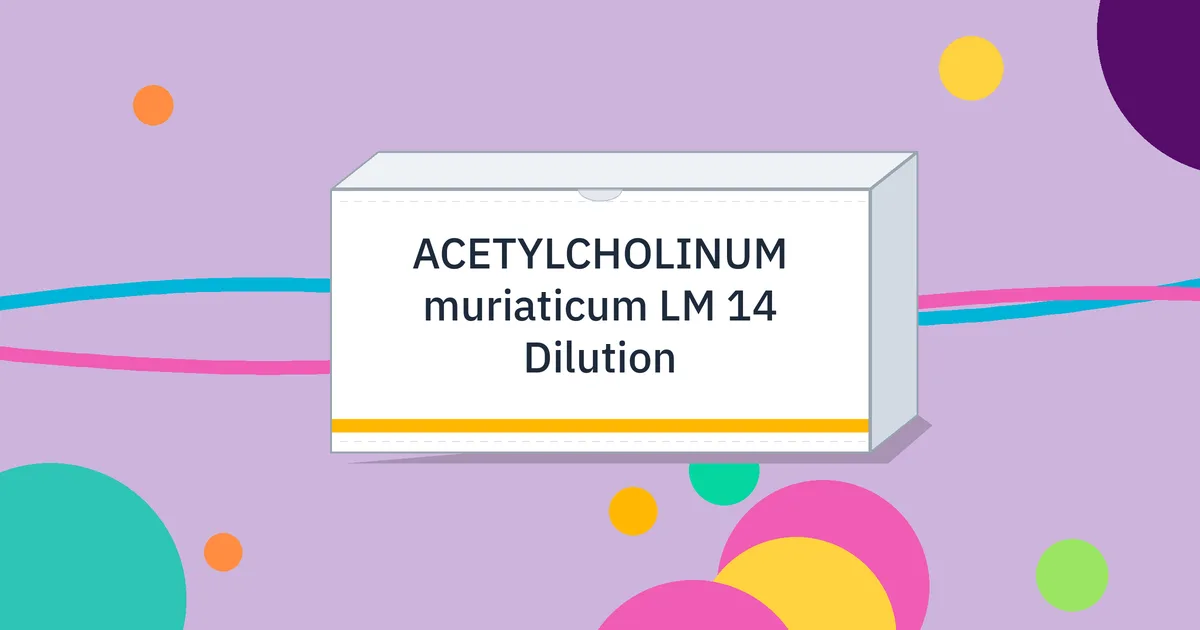 Symbolbild: Packung mit der Aufschrift ACETYLCHOLINUM muriaticum LM 14 Dilution (PZN 13266053) – Verfügbarkeit und Bezug in Apotheken in Frankfurt am Main