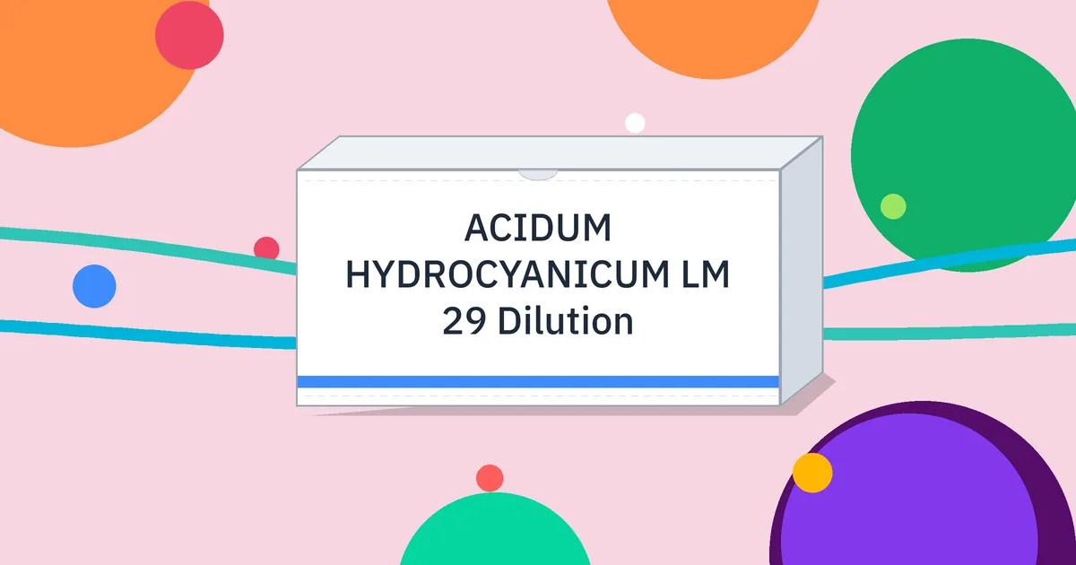 Symbolbild: Packung mit der Aufschrift ACIDUM HYDROCYANICUM LM 29 Dilution (PZN 13278702) – Verfügbarkeit und Bezug in Apotheken in Frankfurt am Main