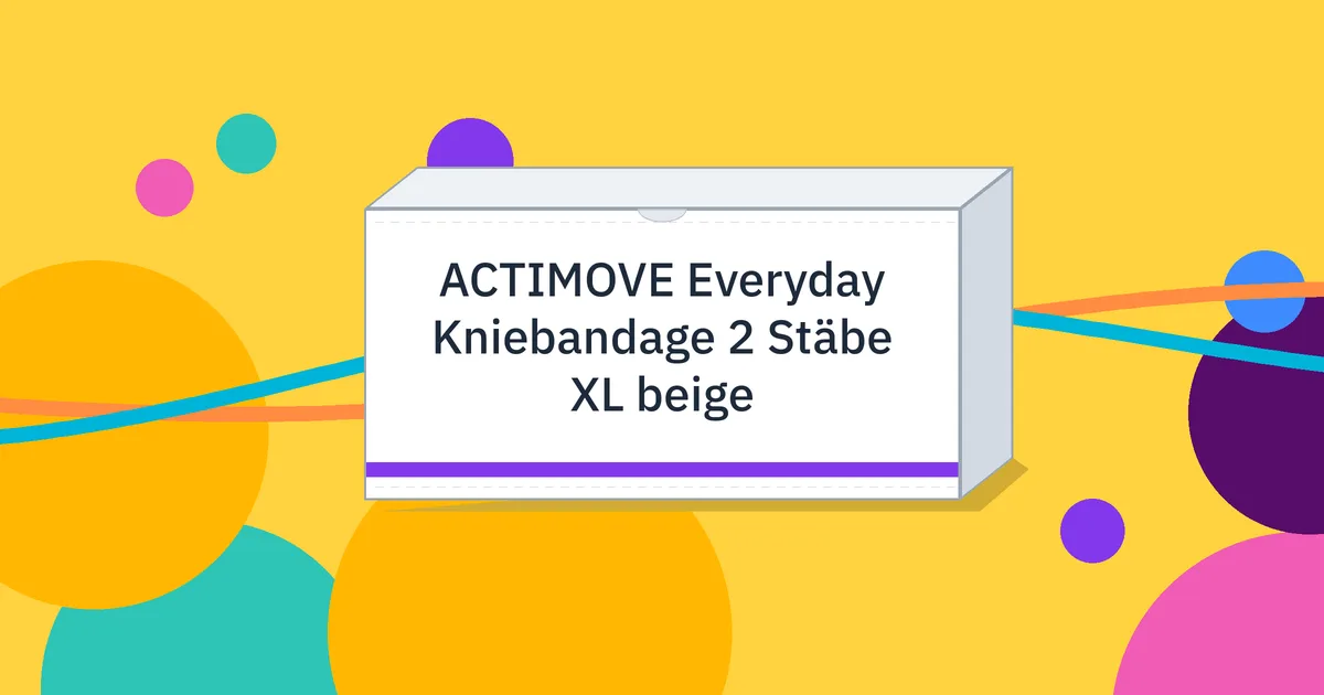 Symbolbild: Packung mit der Aufschrift ACTIMOVE Everyday Kniebandage 2 Stäbe XL beige (PZN 18328267) – Verfügbarkeit und Bezug in Apotheken in Frankfurt am Main