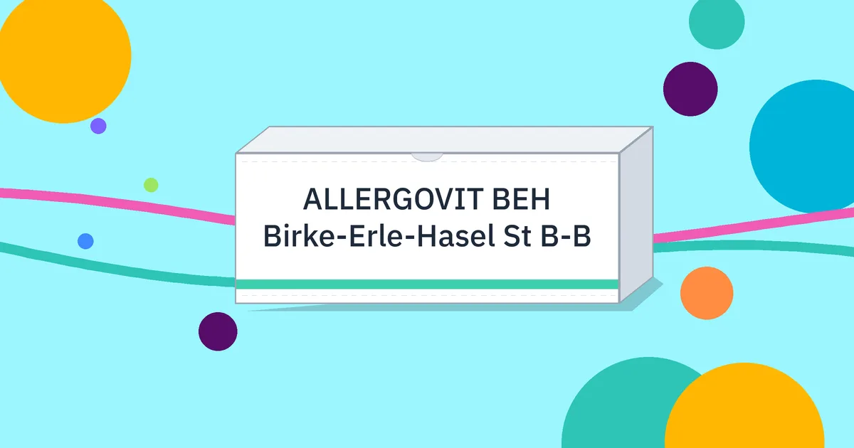 Symbolbild: Packung mit der Aufschrift ALLERGOVIT BEH Birke-Erle-Hasel St B-B (PZN 15741334) – Verfügbarkeit und Bezug in Apotheken in Frankfurt am Main