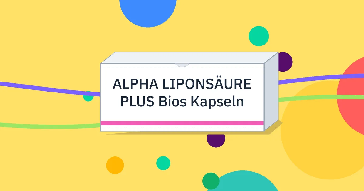 Symbolbild: Packung mit der Aufschrift ALPHA LIPONSÄURE PLUS Bios Kapseln (PZN 00942759) – Verfügbarkeit und Bezug in Apotheken in Frankfurt am Main