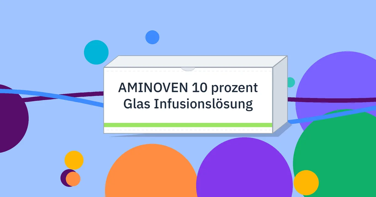 Symbolbild: Packung mit der Aufschrift AMINOVEN 10 prozent Glas Infusionslösung (PZN 01214358) – Verfügbarkeit und Bezug in Apotheken in Frankfurt am Main