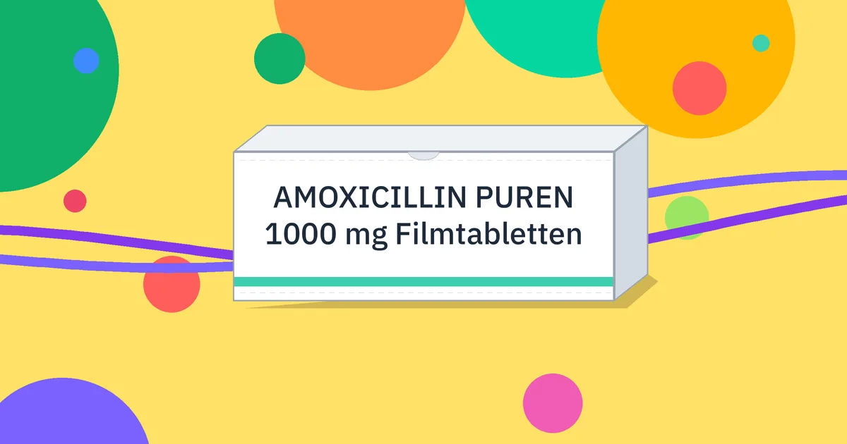 Symbolbild: Packung mit der Aufschrift AMOXICILLIN PUREN 1000 mg Filmtabletten (PZN 17604280) – Verfügbarkeit und Bezug in Apotheken in Frankfurt am Main