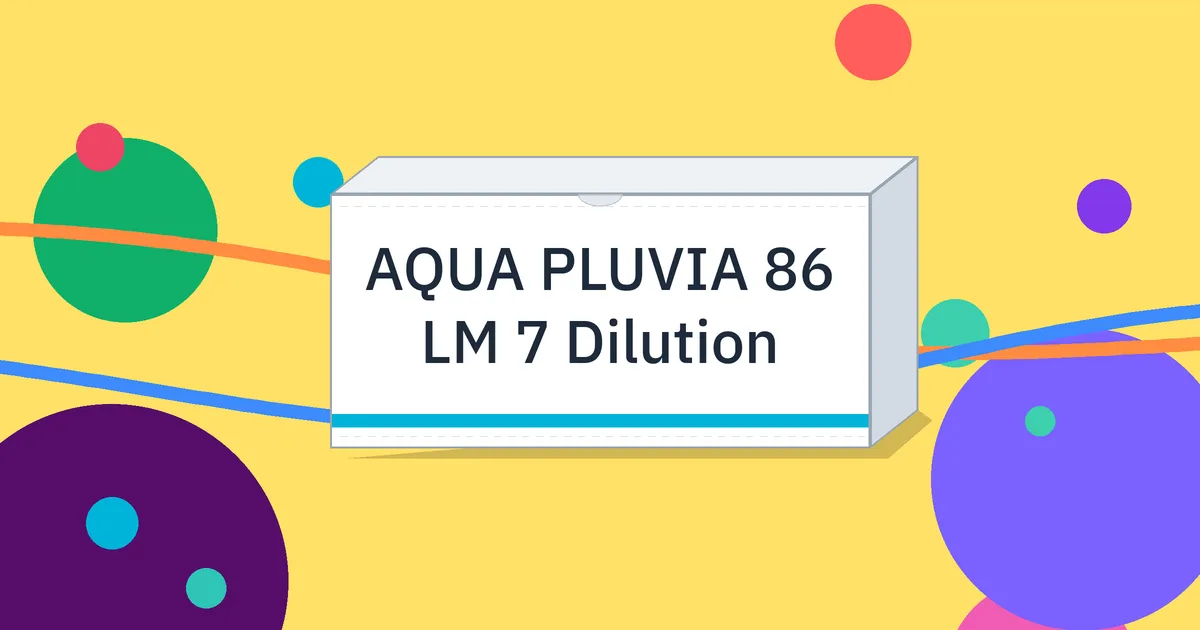 Symbolbild: Packung mit der Aufschrift AQUA PLUVIA 86 LM 7 Dilution (PZN 12766374) – Verfügbarkeit und Bezug in Apotheken in Frankfurt am Main