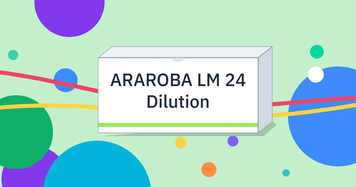 Symbolbild: Packung mit der Aufschrift ARAROBA LM 24 Dilution (PZN 13385912) – Verfügbarkeit und Bezug in Apotheken in Frankfurt am Main
