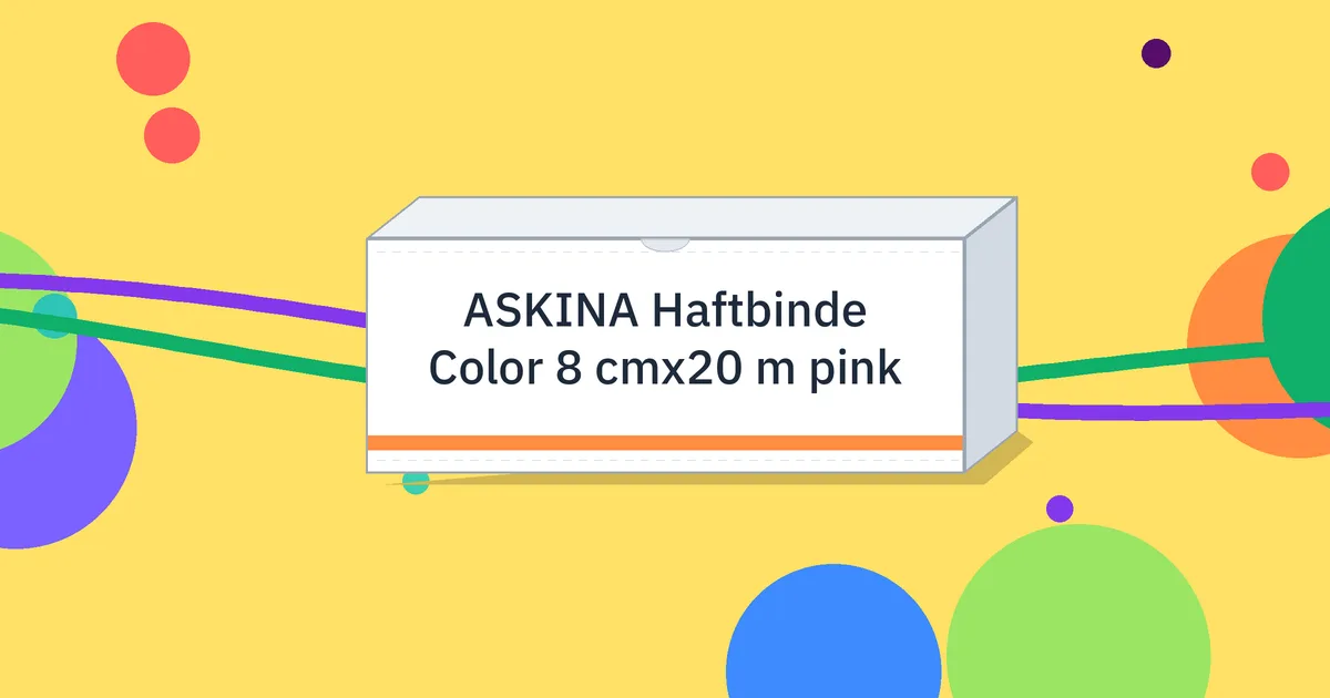Symbolbild: Packung mit der Aufschrift ASKINA Haftbinde Color 8 cmx20 m pink (PZN 07343499) – Verfügbarkeit und Bezug in Apotheken in Frankfurt am Main
