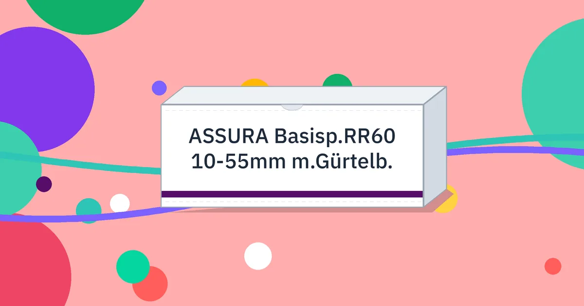 Symbolbild: Packung mit der Aufschrift ASSURA Basisp.RR60 10-55mm m.Gürtelb. (PZN 04764154) – Verfügbarkeit und Bezug in Apotheken in Frankfurt am Main
