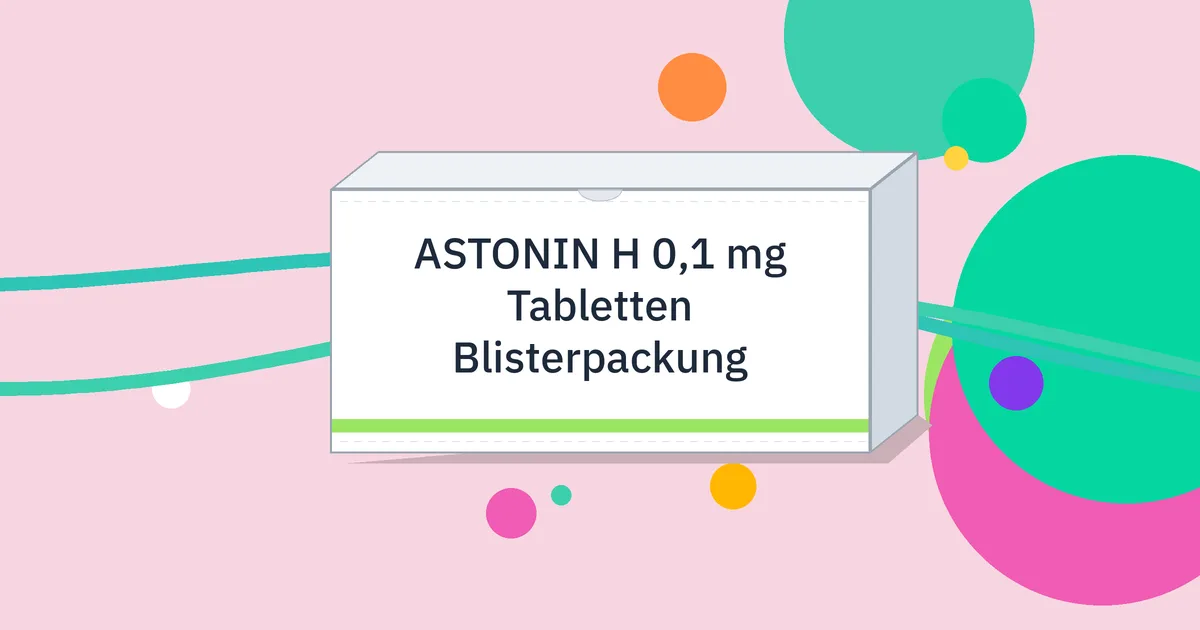 Symbolbild: Packung mit der Aufschrift ASTONIN H 0,1 mg Tabletten Blisterpackung (PZN 19479755) – Verfügbarkeit und Bezug in Apotheken in Frankfurt am Main