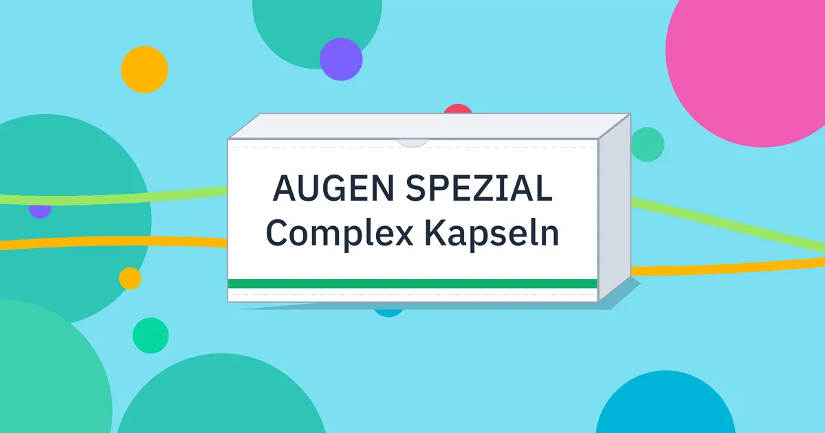 Symbolbild: Packung mit der Aufschrift AUGEN SPEZIAL Complex Kapseln (PZN 16061417) – Verfügbarkeit und Bezug in Apotheken in Frankfurt am Main