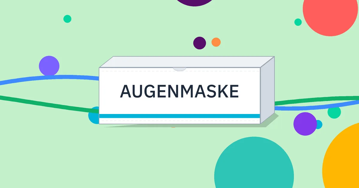 Symbolbild: Packung mit der Aufschrift AUGENMASKE (PZN 17881878) – Verfügbarkeit und Bezug in Apotheken in Frankfurt am Main