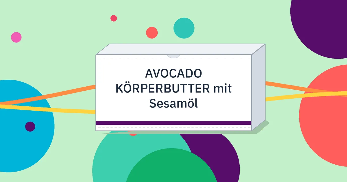 Symbolbild: Packung mit der Aufschrift AVOCADO KÖRPERBUTTER mit Sesamöl (PZN 10745468) – Verfügbarkeit und Bezug in Apotheken in Frankfurt am Main
