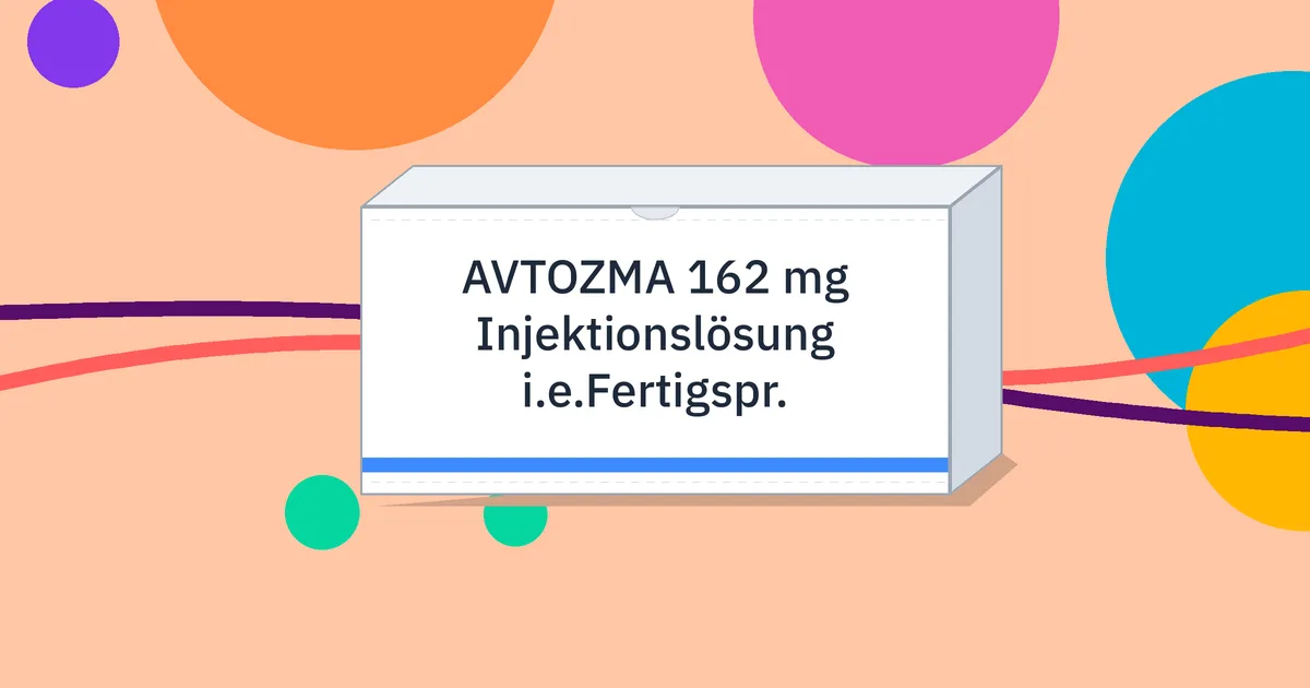 Symbolbild: Packung mit der Aufschrift AVTOZMA 162 mg Injektionslösung i.e.Fertigspr. (PZN 20372063) – Verfügbarkeit und Bezug in Apotheken in Frankfurt am Main