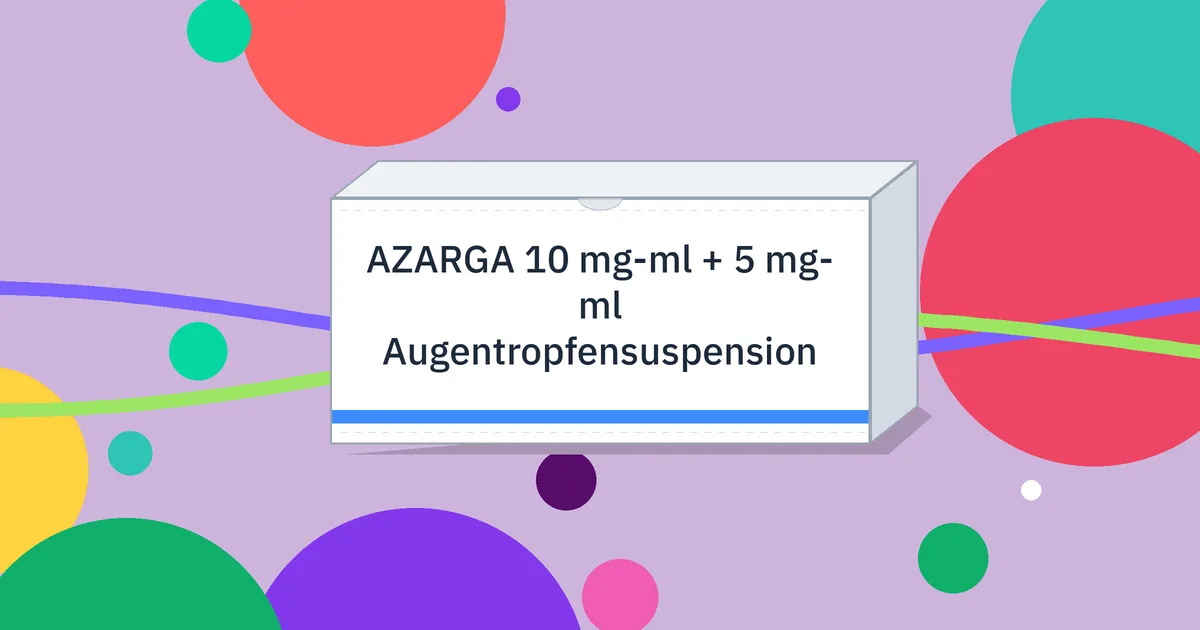 Symbolbild: Packung mit der Aufschrift AZARGA 10 mg-ml + 5 mg-ml Augentropfensuspension (PZN 05885718) – Verfügbarkeit und Bezug in Apotheken in Frankfurt am Main
