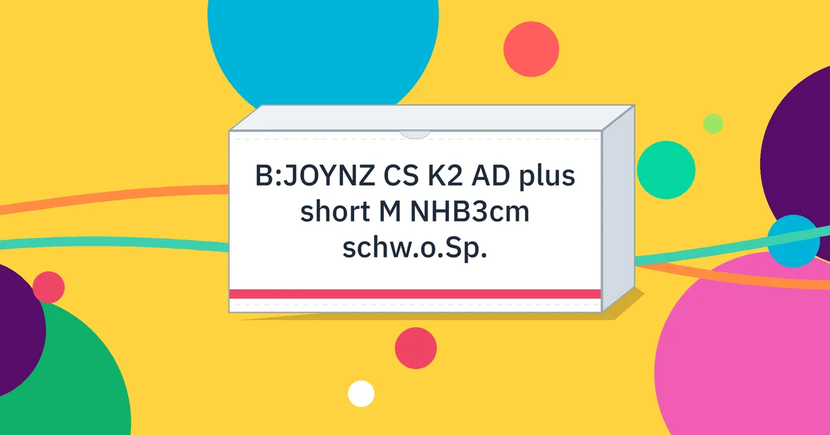 Symbolbild: Packung mit der Aufschrift B:JOYNZ CS K2 AD plus short M NHB3cm schw.o.Sp. (PZN 20527301) – Verfügbarkeit und Bezug in Apotheken in Frankfurt am Main