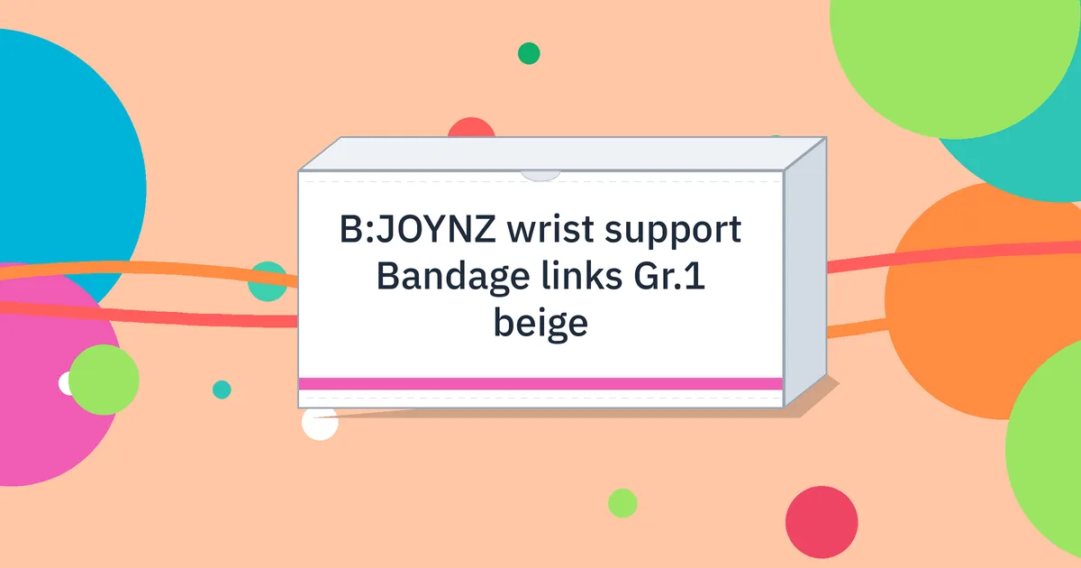 Symbolbild: Packung mit der Aufschrift B:JOYNZ wrist support Bandage links Gr.1 beige (PZN 20522545) – Verfügbarkeit und Bezug in Apotheken in Frankfurt am Main