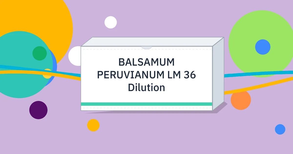 Symbolbild: Packung mit der Aufschrift BALSAMUM PERUVIANUM LM 36 Dilution (PZN 12787436) – Verfügbarkeit und Bezug in Apotheken in Frankfurt am Main