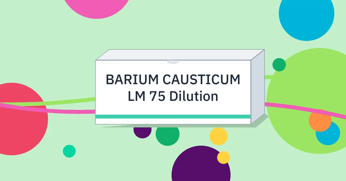 Symbolbild: Packung mit der Aufschrift BARIUM CAUSTICUM LM 75 Dilution (PZN 13377060) – Verfügbarkeit und Bezug in Apotheken in Frankfurt am Main