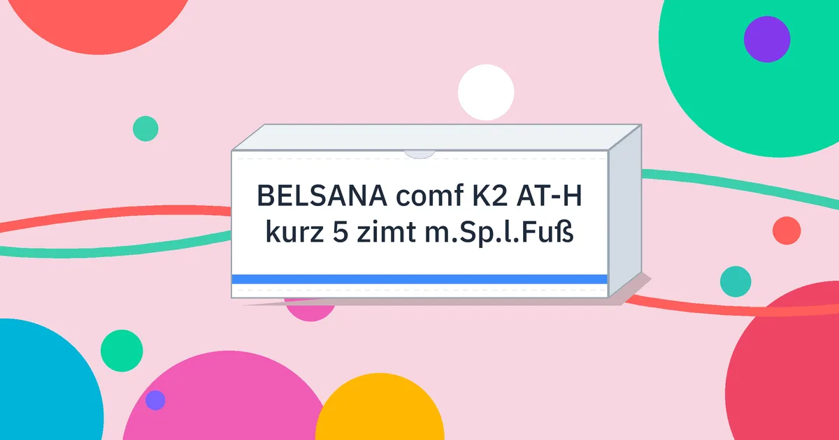Symbolbild: Packung mit der Aufschrift BELSANA comf K2 AT-H kurz 5 zimt m.Sp.l.Fuß (PZN 12331328) – Verfügbarkeit und Bezug in Apotheken in Frankfurt am Main