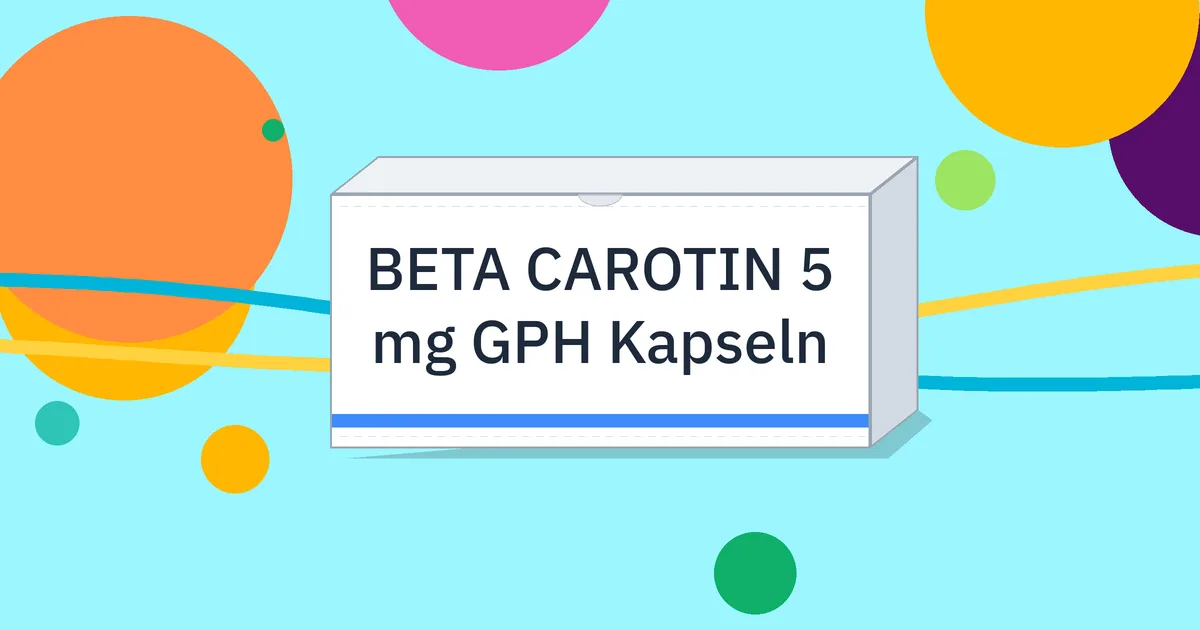 Symbolbild: Packung mit der Aufschrift BETA CAROTIN 5 mg GPH Kapseln (PZN 09681384) – Verfügbarkeit und Bezug in Apotheken in Frankfurt am Main
