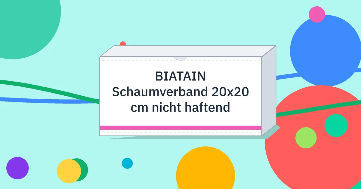 Symbolbild: Packung mit der Aufschrift BIATAIN Schaumverband 20x20 cm nicht haftend (PZN 19348243) – Verfügbarkeit und Bezug in Apotheken in Frankfurt am Main