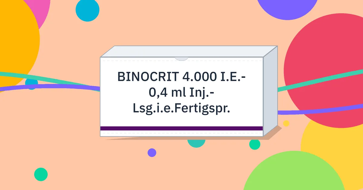 Symbolbild: Packung mit der Aufschrift BINOCRIT 4.000 I.E.-0,4 ml Inj.-Lsg.i.e.Fertigspr. (PZN 17277817) – Verfügbarkeit und Bezug in Apotheken in Frankfurt am Main