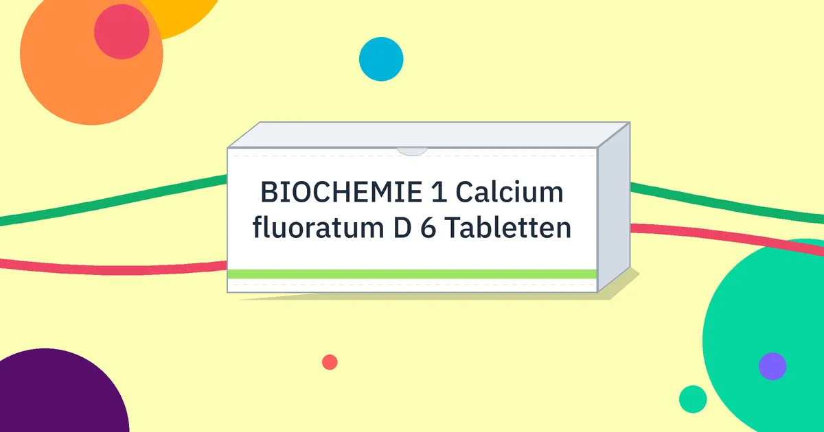 Symbolbild: Packung mit der Aufschrift BIOCHEMIE 1 Calcium fluoratum D 6 Tabletten (PZN 04130403) – Verfügbarkeit und Bezug in Apotheken in Frankfurt am Main
