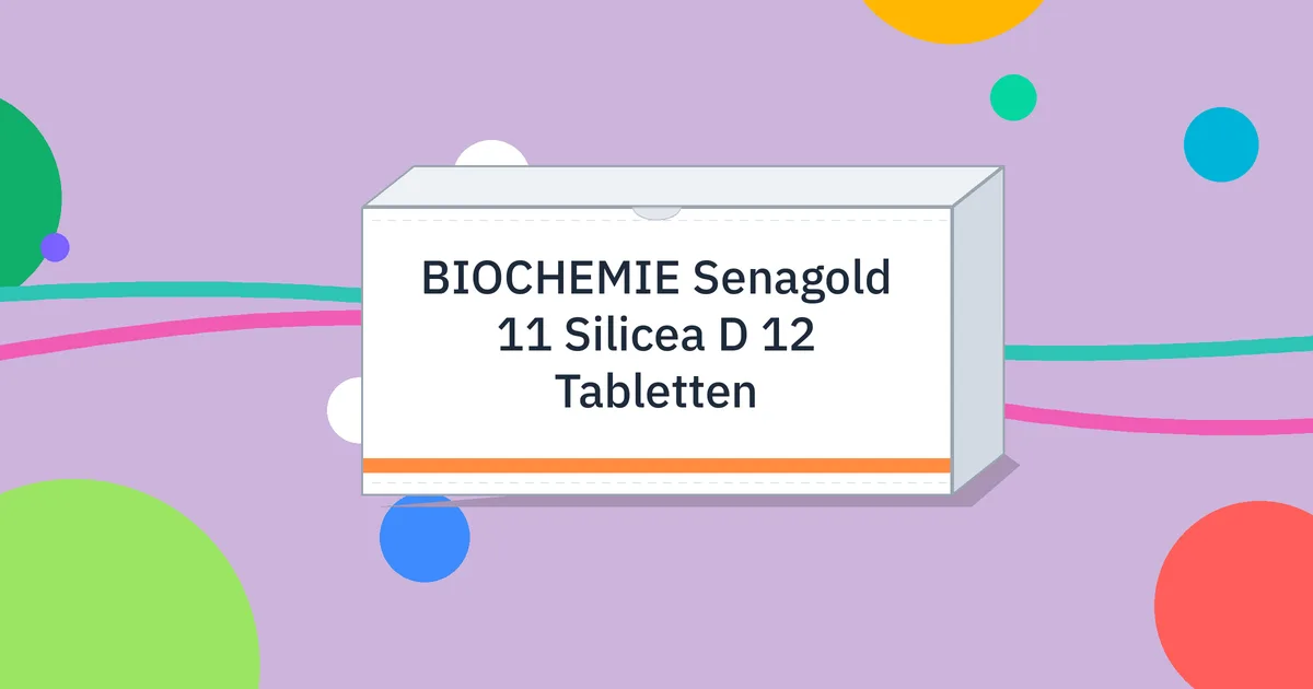 Symbolbild: Packung mit der Aufschrift BIOCHEMIE Senagold 11 Silicea D 12 Tabletten (PZN 06827611) – Verfügbarkeit und Bezug in Apotheken in Frankfurt am Main