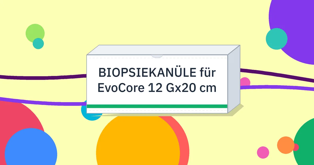 Symbolbild: Packung mit der Aufschrift BIOPSIEKANÜLE für EvoCore 12 Gx20 cm (PZN 11059025) – Verfügbarkeit und Bezug in Apotheken in Frankfurt am Main