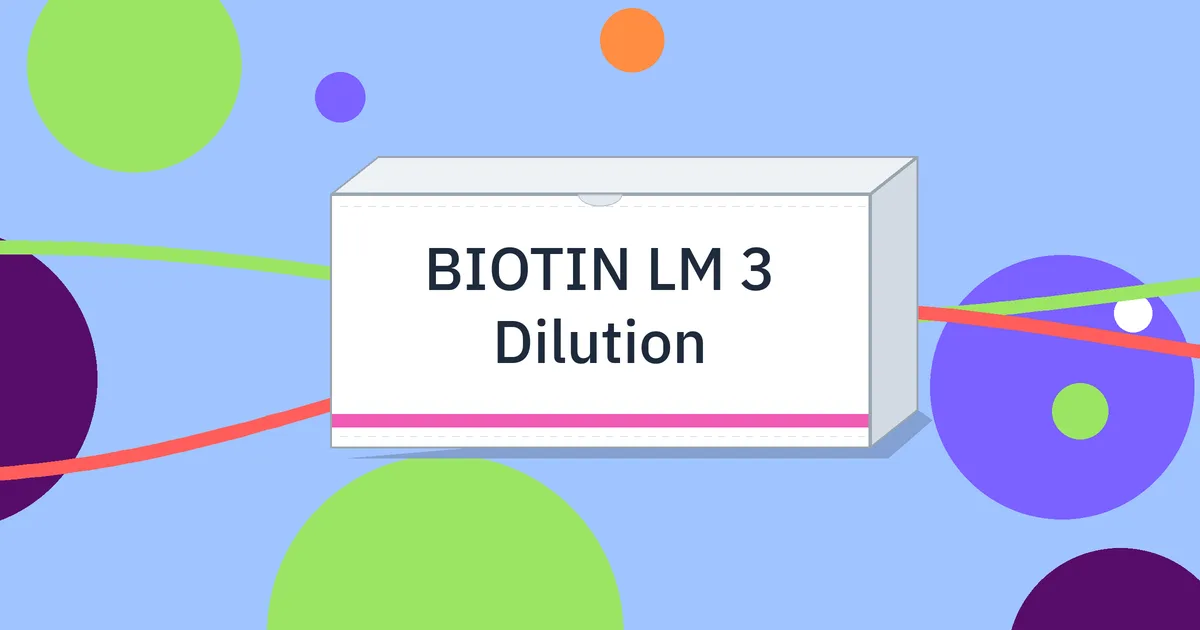 Symbolbild: Packung mit der Aufschrift BIOTIN LM 3 Dilution (PZN 12794169) – Verfügbarkeit und Bezug in Apotheken in Frankfurt am Main