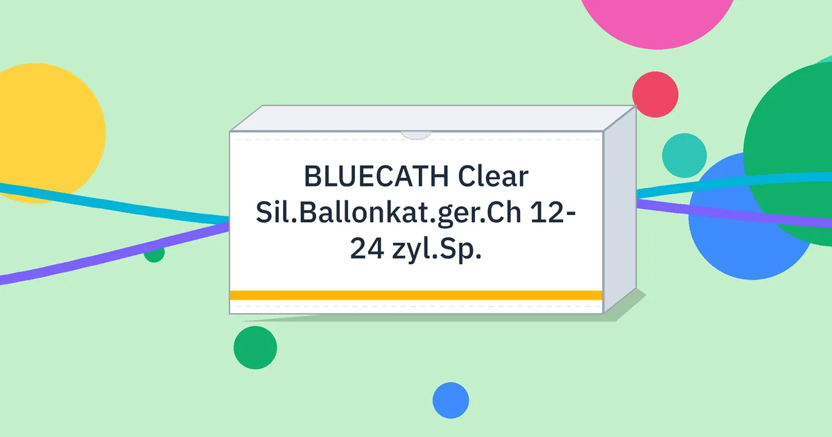 Symbolbild: Packung mit der Aufschrift BLUECATH Clear Sil.Ballonkat.ger.Ch 12-24 zyl.Sp. (PZN 00139927) – Verfügbarkeit und Bezug in Apotheken in Frankfurt am Main
