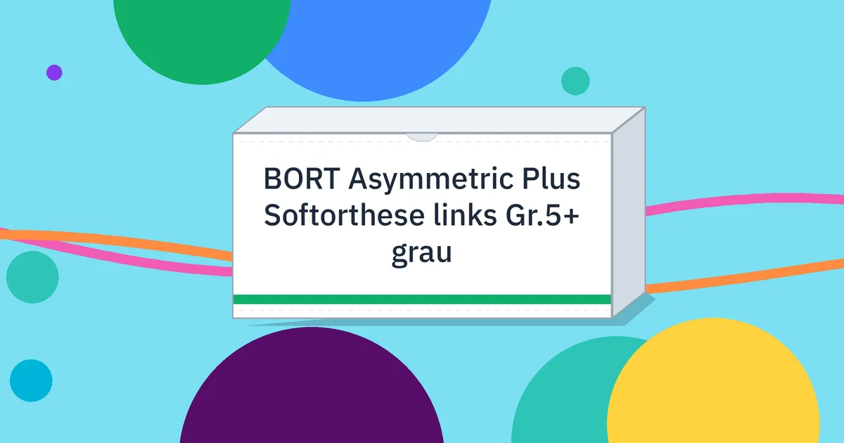 Symbolbild: Packung mit der Aufschrift BORT Asymmetric Plus Softorthese links Gr.5+ grau (PZN 20105497) – Verfügbarkeit und Bezug in Apotheken in Frankfurt am Main