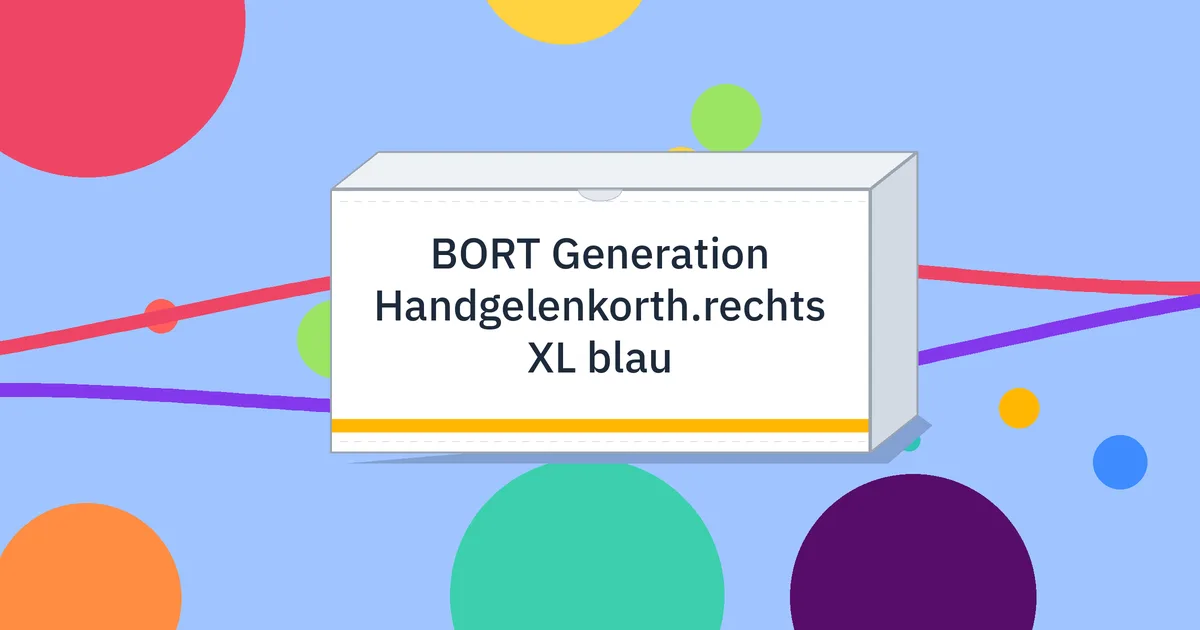 Symbolbild: Packung mit der Aufschrift BORT Generation Handgelenkorth.rechts XL blau (PZN 11581684) – Verfügbarkeit und Bezug in Apotheken in Frankfurt am Main