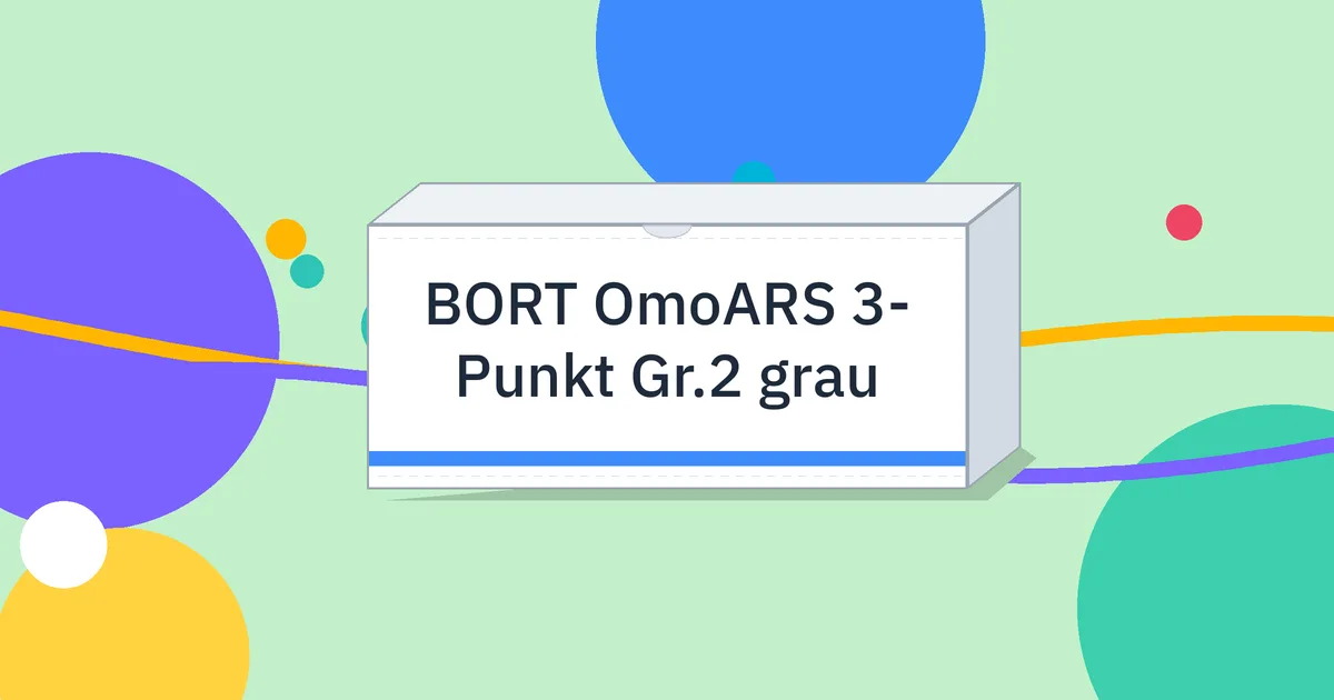 Symbolbild: Packung mit der Aufschrift BORT OmoARS 3-Punkt Gr.2 grau (PZN 16318135) – Verfügbarkeit und Bezug in Apotheken in Frankfurt am Main