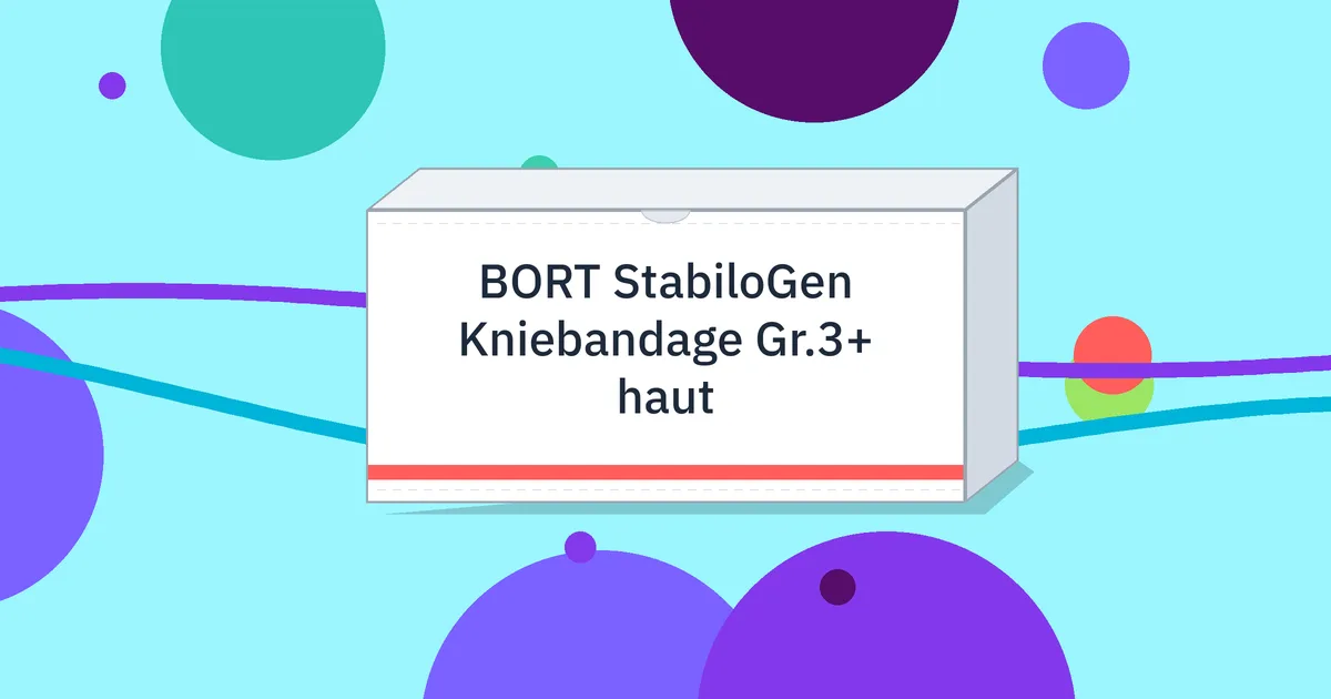 Symbolbild: Packung mit der Aufschrift BORT StabiloGen Kniebandage Gr.3+ haut (PZN 16846093) – Verfügbarkeit und Bezug in Apotheken in Frankfurt am Main