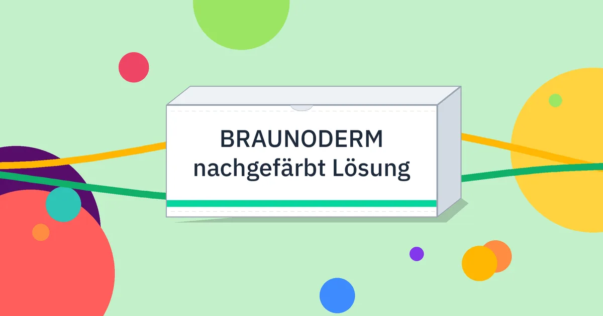 Symbolbild: Packung mit der Aufschrift BRAUNODERM nachgefärbt Lösung (PZN 01867557) – Verfügbarkeit und Bezug in Apotheken in Frankfurt am Main