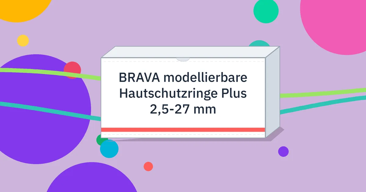 Symbolbild: Packung mit der Aufschrift BRAVA modellierbare Hautschutzringe Plus 2,5-27 mm (PZN 15564300) – Verfügbarkeit und Bezug in Apotheken in Frankfurt am Main
