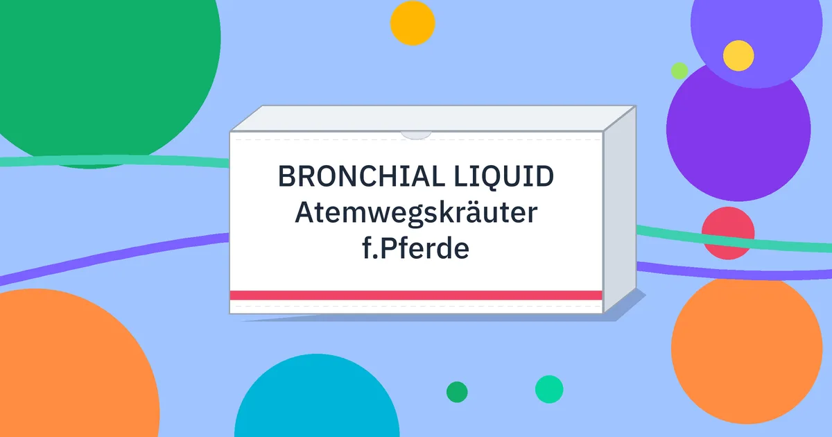Symbolbild: Packung mit der Aufschrift BRONCHIAL LIQUID Atemwegskräuter f.Pferde (PZN 18293675) – Verfügbarkeit und Bezug in Apotheken in Frankfurt am Main