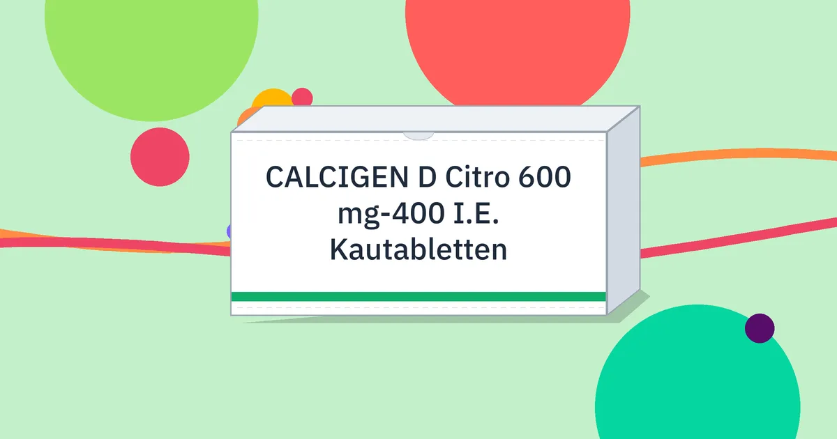 Symbolbild: Packung mit der Aufschrift CALCIGEN D Citro 600 mg-400 I.E. Kautabletten (PZN 06893714) – Verfügbarkeit und Bezug in Apotheken in Frankfurt am Main