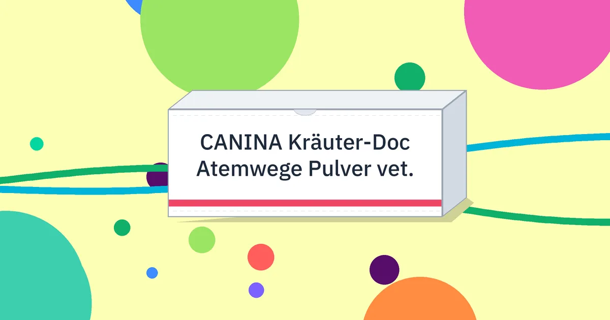 Symbolbild: Packung mit der Aufschrift CANINA Kräuter-Doc Atemwege Pulver vet. (PZN 06902620) – Verfügbarkeit und Bezug in Apotheken in Frankfurt am Main