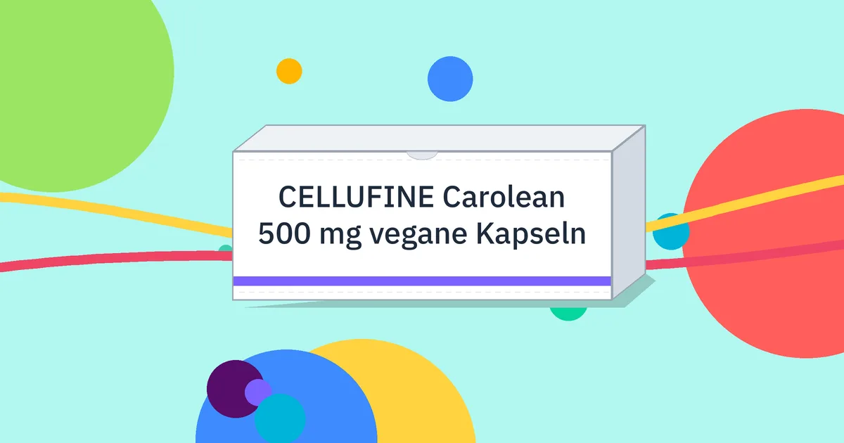 Symbolbild: Packung mit der Aufschrift CELLUFINE Carolean 500 mg vegane Kapseln (PZN 19192663) – Verfügbarkeit und Bezug in Apotheken in Frankfurt am Main