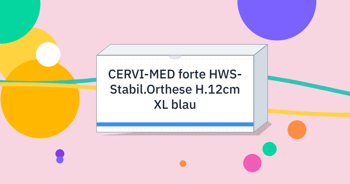 Symbolbild: Packung mit der Aufschrift CERVI-MED forte HWS-Stabil.Orthese H.12cm XL blau (PZN 20309840) – Verfügbarkeit und Bezug in Apotheken in Frankfurt am Main