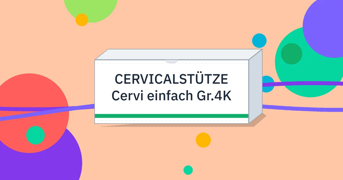 Symbolbild: Packung mit der Aufschrift CERVICALSTÜTZE Cervi einfach Gr.4K (PZN 05042109) – Verfügbarkeit und Bezug in Apotheken in Frankfurt am Main