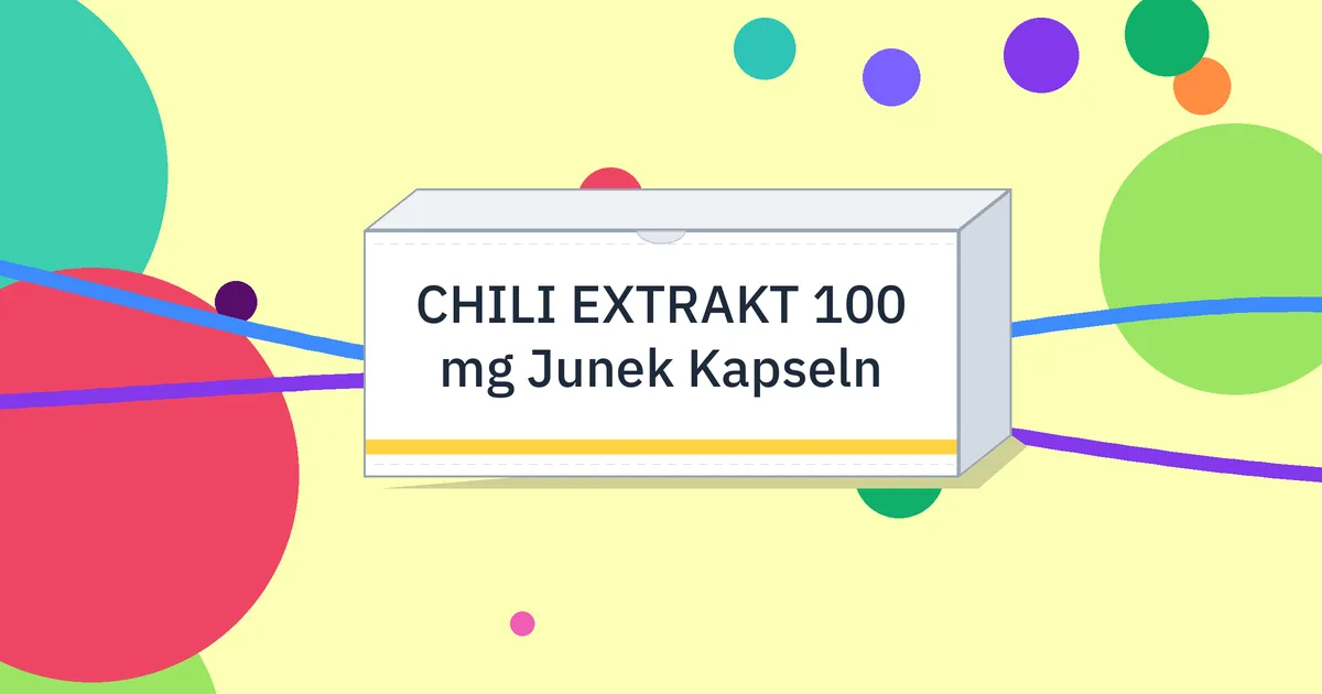 Symbolbild: Packung mit der Aufschrift CHILI EXTRAKT 100 mg Junek Kapseln (PZN 10396938) – Verfügbarkeit und Bezug in Apotheken in Frankfurt am Main