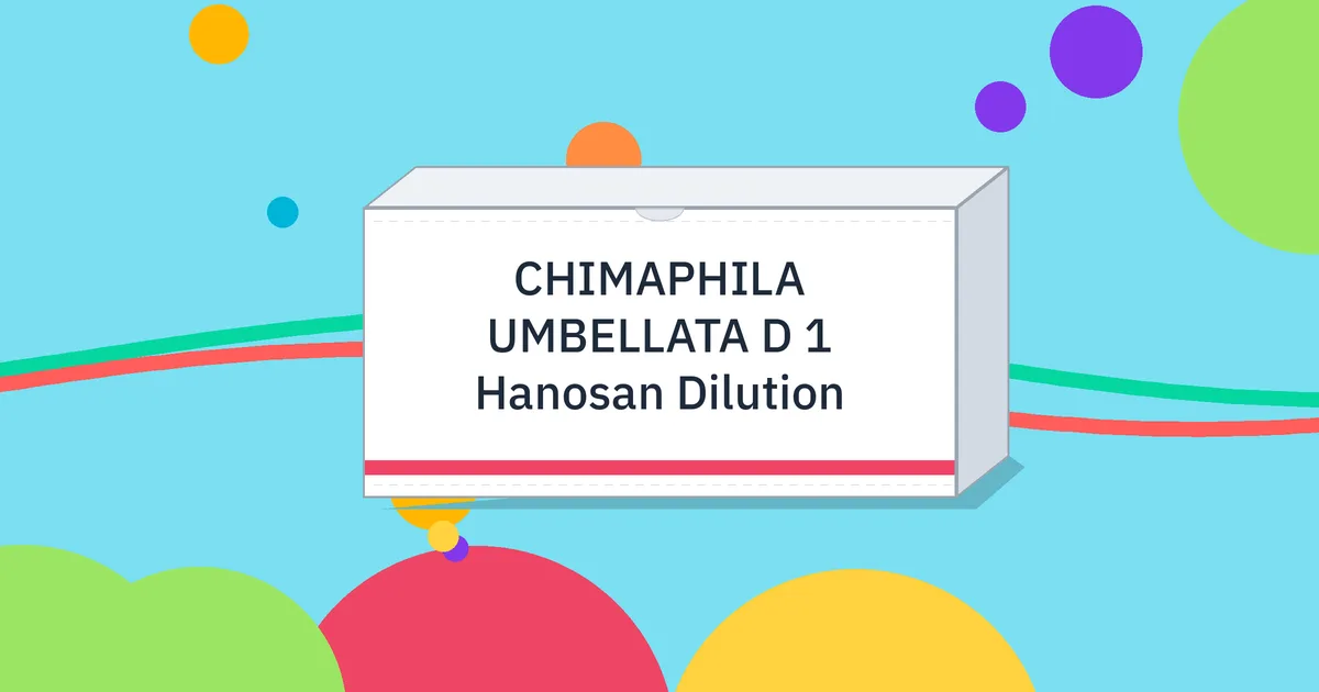 Symbolbild: Packung mit der Aufschrift CHIMAPHILA UMBELLATA D 1 Hanosan Dilution (PZN 07416198) – Verfügbarkeit und Bezug in Apotheken in Frankfurt am Main