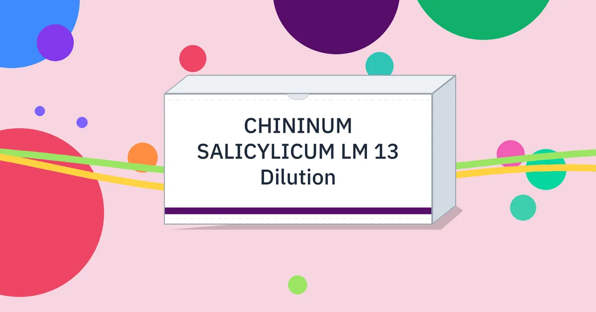 Symbolbild: Packung mit der Aufschrift CHININUM SALICYLICUM LM 13 Dilution (PZN 12815629) – Verfügbarkeit und Bezug in Apotheken in Frankfurt am Main