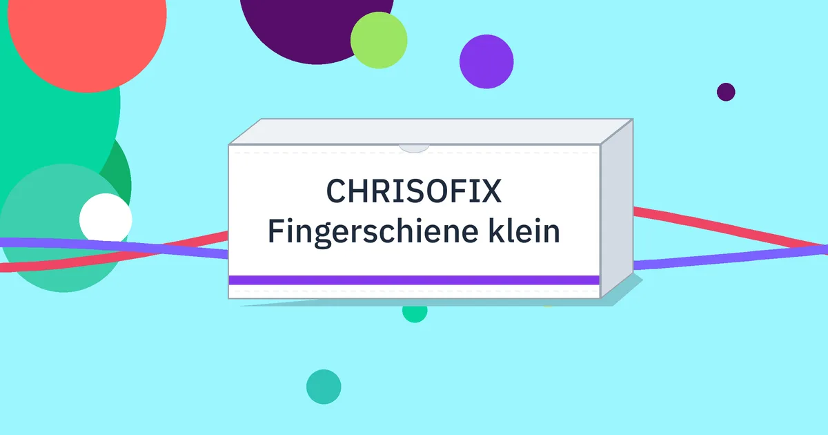 Symbolbild: Packung mit der Aufschrift CHRISOFIX Fingerschiene klein (PZN 09913883) – Verfügbarkeit und Bezug in Apotheken in Frankfurt am Main